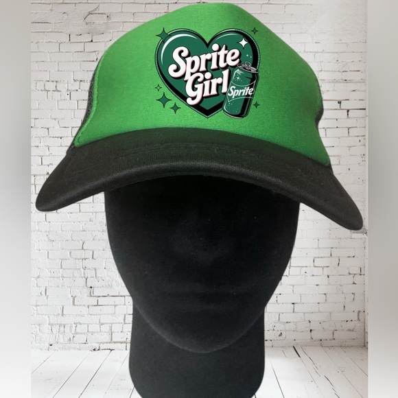 Accessories | Handmade Sprite Girl Green And Black Trucker Hat Nwot ...